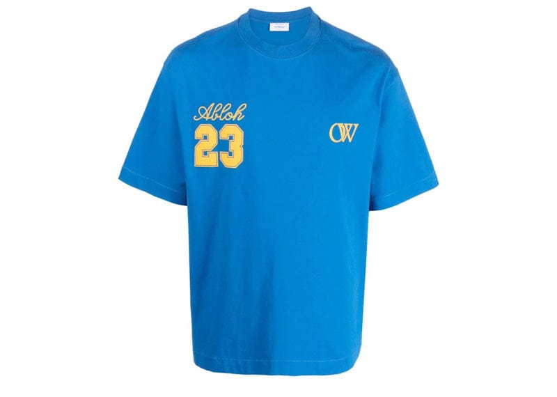 Off-White Logo-Print Cotton Blue/Yellow T-shirt – Court Order