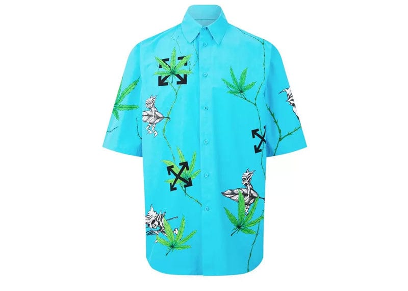 Off-White Weed Over S/S Shirt Cyan Blue Green – Court Order