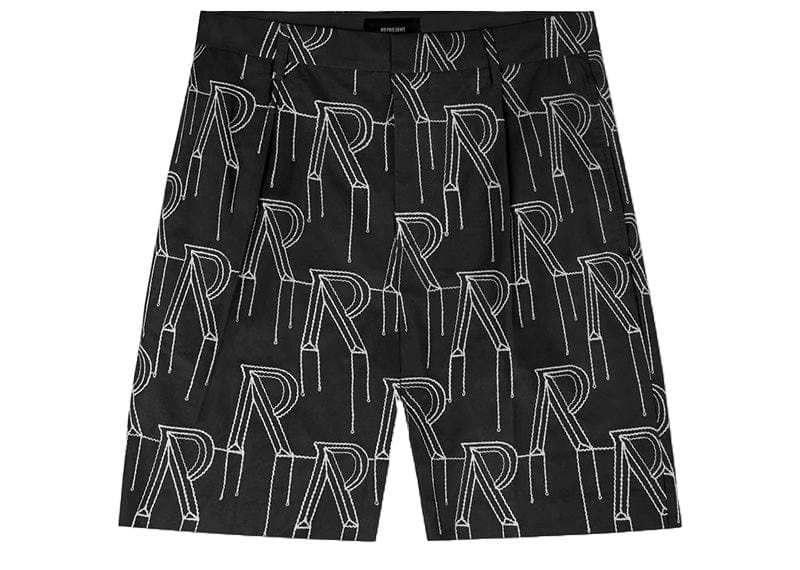 Represent Embroidered Initial Shorts Black – Court Order